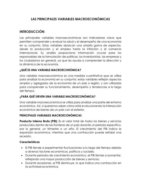Las Principales Variables Macroeconómicas Expo Pdf Inflación Deuda Gubernamental