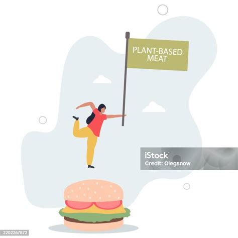 그녀의 손에 햄버거를 가진 여자 비건 채식과 건강한 라이프 스타일피트니스 및 체중 감량 적절한 영양 섭취플랫 캐릭터 생활 건강한 식생활에 대한 스톡 벡터 아트 및 기타