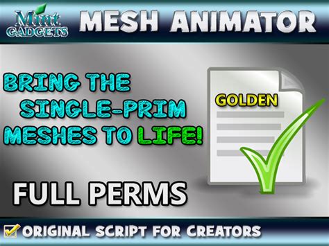 Second Life Marketplace Single Prim Mesh Model Animator Script Full Perms