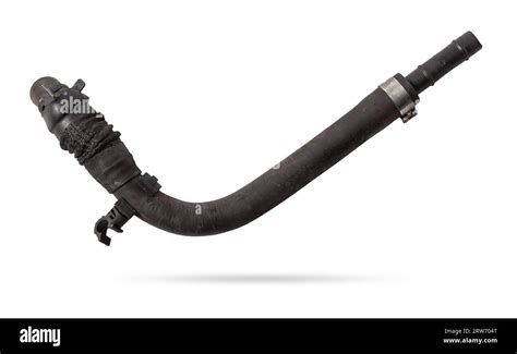 Black Rubber Hose Of The Car Engine Cooling System On A White Isolated