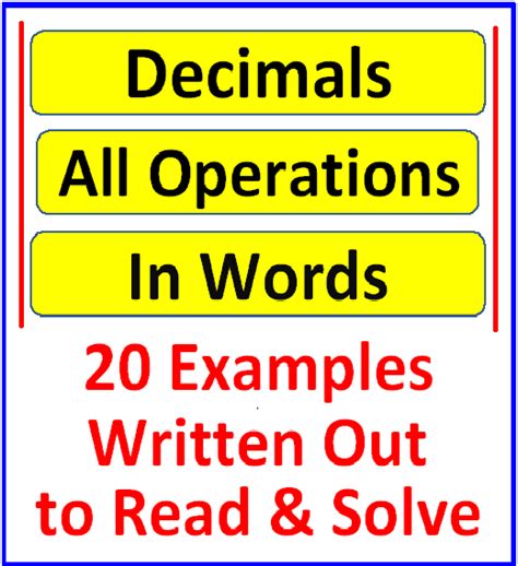 Decimals All Operations In Words Examples Written Out Made By Teachers