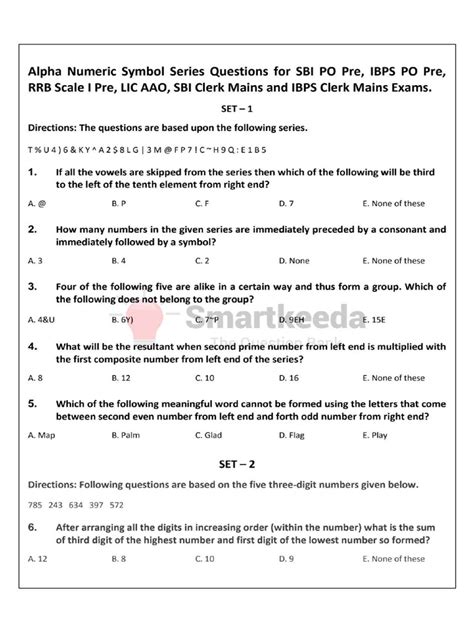 alpha numeric series set 1 pdf
