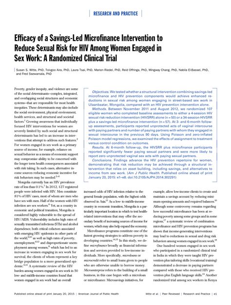 Pdf Efficacy Of A Savings Led Microfinance Intervention To Reduce
