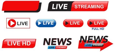 라이브 스트리밍 버튼 터 세트 무료 벡터