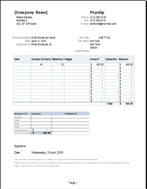 Payslip Templates For MS Excel Excel Templates Payslip Templates For MS Excel Excel Templates