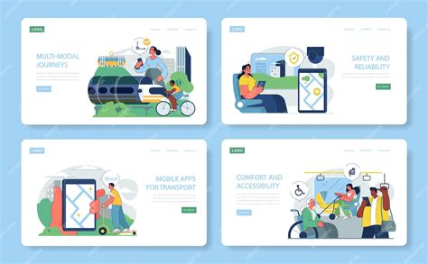 Premium Vector Urban Transportation Methods Set Techempowered Transport Navigation And