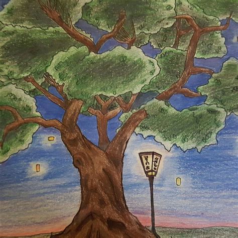 Colored Pencil Tree Drawing