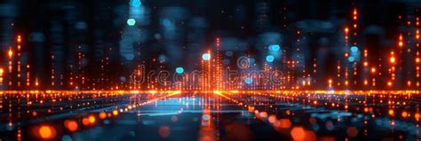 In A Futuristic Digital Cityscape Lights Glow Data Streams Flow Among Hightech Connections