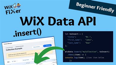 How To Add An Item To A Data Collection With Wix Code Wix Data Api Insert Method Velo