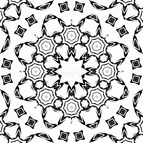Mandala Vector Art Star Symmetrical Pattern Design In Black And White Stock Illustration