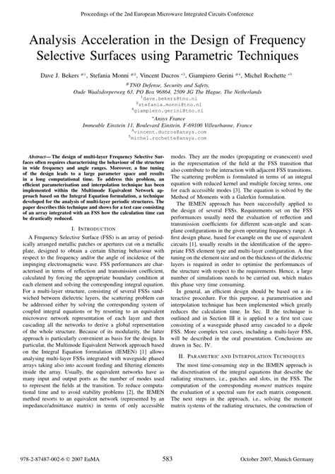 Pdf Analysis Acceleration In The Design Of Frequency Selective