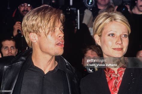 Actor Brad Pitt With His Girlfriend Actress Gwyneth Paltrow At The
