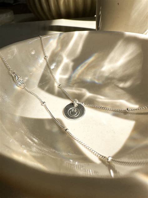 Silver Smiley Face Necklace Gems And Juniper