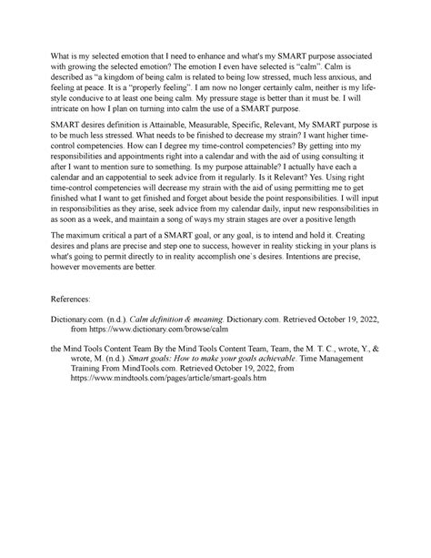 PSYC 1205 Discussion Forum Unit 7 What Is My Selected Emotion That I Need To Enhance And What