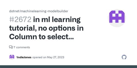 In Ml Learning Tutorial No Options In Column To Select Dropdown