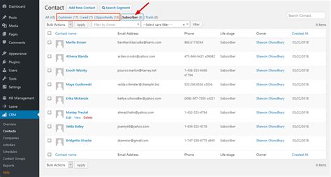 Contact Filtering And Search Segment