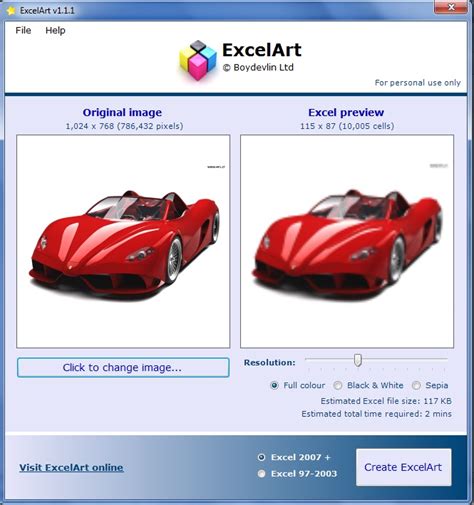 Download Excelart To Create Spreadsheet Art My Digital Life