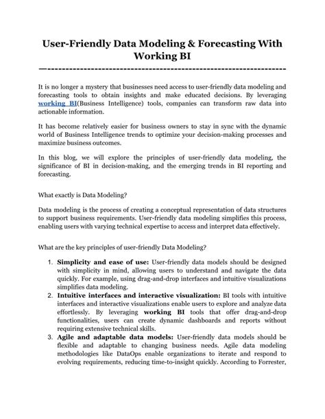 Ppt User Friendly Data Modeling And Forecasting With Working Bi Powerpoint Presentation Id