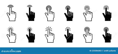 Mouse Click Cursor Icon Set Index Finger Hand Cursor Pointer Symbol Icons Vector Set Stock