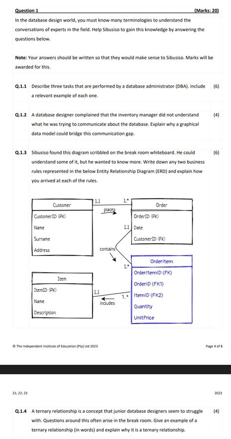 solved question 3 marks 25 draw an entity relationship