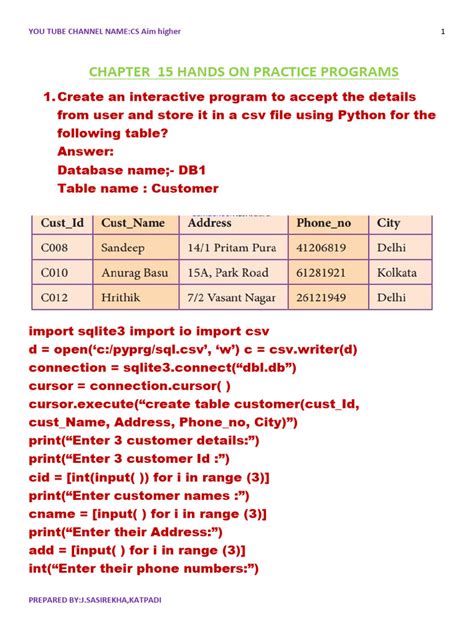 12th Std Computer Science Hands On Practice Chapter 15 Pdf Databases Data Management