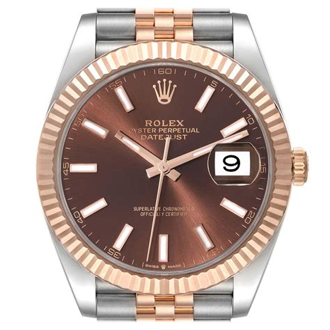Rolex Datejust 41 Steel Rose Gold Chocolate Dial Mens Watch 126331 For