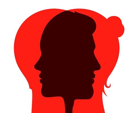 Premium Vector Overlapping Man And Woman Looking Thru Each Other Sexual Relations Concept