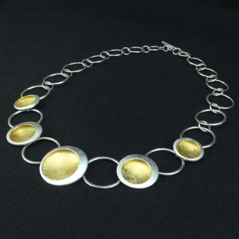Silver Gilt Dome Etch Necklace By Hannah Souter Pyramid Gallery