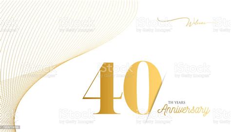 기념일 로고 템플릿 고립 기념일 아이콘 라벨 기념일 기호 스톡 일러스트 골드 컬러 손 글자 템플릿 해피 애니버서리 인사말 템플릿 40주년 기념에 대한 스톡 벡터 아트 및