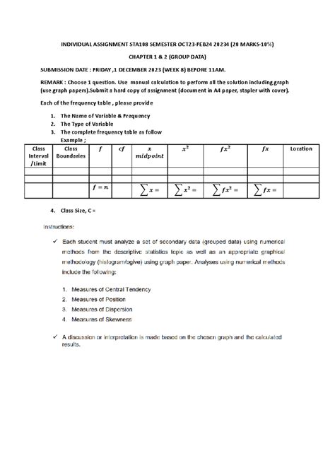 Individual Assignment Sta108 Semester 20234 Individual Assignment
