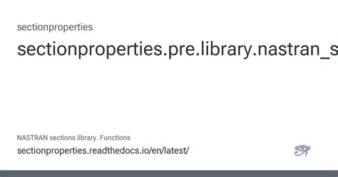 Sectionproperties Pre Library Nastran Sections Sectionproperties Documentation