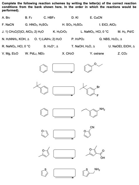 Complete The Following Reaction Schemes By Writing