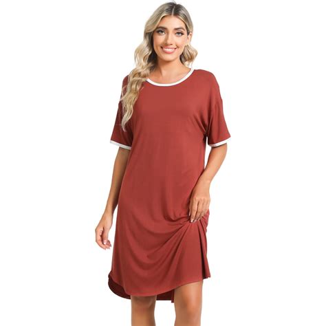 Lazycozy Womens Bamboo Viscose Nightgowns Short Sleeve Comfy Ladies