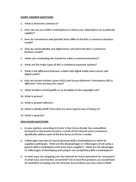 Week 5 Tutorial Questions Pdf E Commerce Market Economics