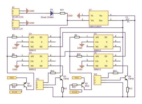the schematic of 4 units of the stimulator a the microcontroller