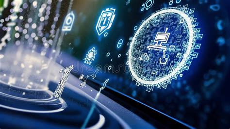 A Macro View Of Cybersecurity Software Code Running On A Computer Screen With Holographic