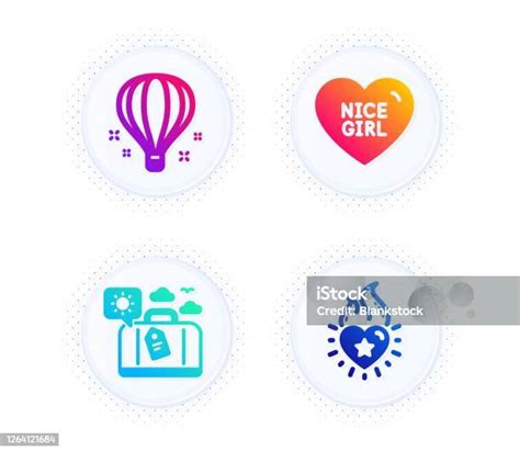 좋은 여자 여행 수하물 및 공기 풍선 아이콘 세트 심장 불꽃 표지판 사랑 마음 여행 가방 하늘 여행 벡터 가방에 대한 스톡 벡터 아트 및 기타 이미지 Istock