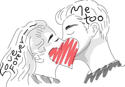 Kissing Couple Line Art 13869666 Png