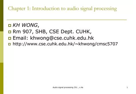 Ppt Chapter 1 Introduction To Audio Signal Processing Powerpoint Presentation Id3720035