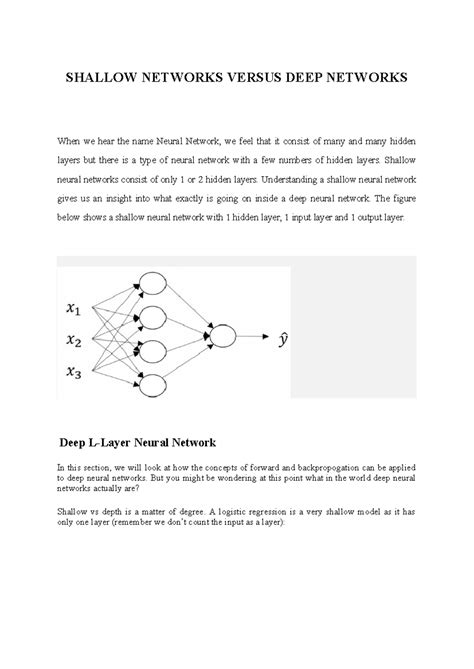 Shallow Networks Versus Deep Networks Shallow Networks Versus Deep