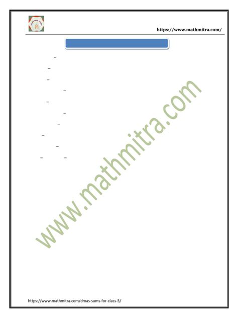 Dmas Questions For Class 5 Pdf
