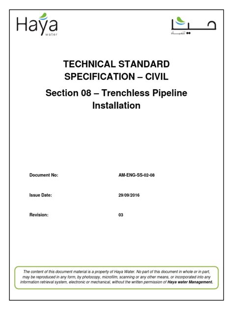 Tss Civil Section 08 Trenchless Pipeline Installation R3 Download Free Pdf Pipe Fluid Tss Civil Section 08 Trenchless Pipeline Installation R3 Download Free Pdf Pipe Fluid
