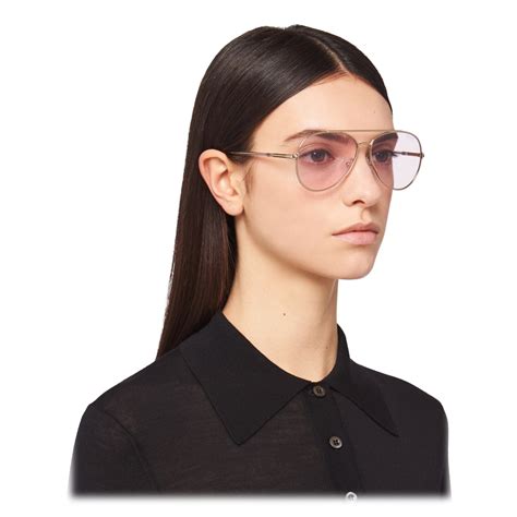Prada Prada Decode Pilot Sunglasses Pale Gold Wisteria Prada Collection Sunglasses