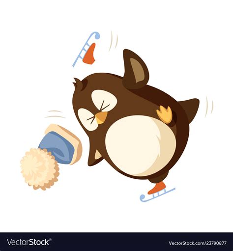 Falling Penguin With Furry Hat Isolated Royalty Free Vector
