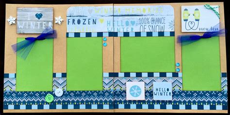 12x12 Premade Winter Scrapbook Page Snow Scrapbook Page Scrapbook