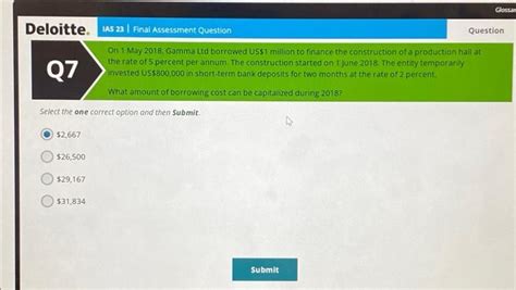 Solved Deloitte Ias 23 Final Assessment Question Q7