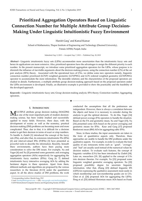 Pdf Prioritized Aggregation Operators Based On Linguistic Connection Number For Multiple