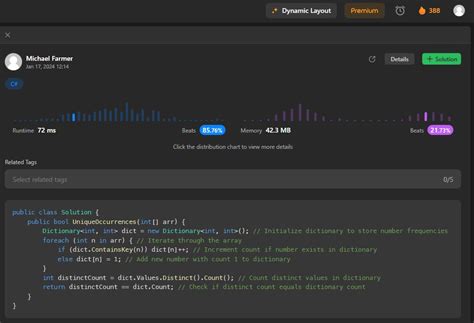 Michael Farmer On Linkedin Day 388 Of Daily Leetcode 1207 Unique