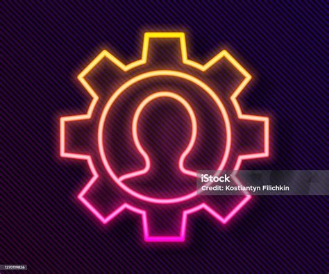 검은 색 배경에 고립 된 기어 아이콘과 빛나는 네온 라인 인간 인공 지능 생각 뇌 기호 뇌의 상징 작업 벡터 0명에 대한 스톡 벡터 아트 및 기타 이미지 Istock
