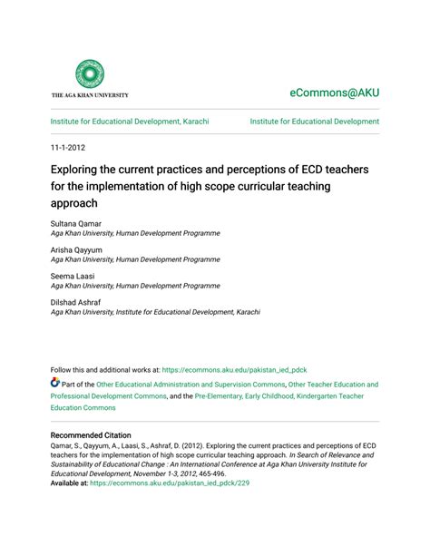 Pdf Exploring The Current Practices And Perceptions Of Ecd Teachers Exploring The Current